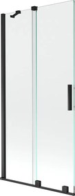 Mexen Velar dvoudveřová posuvná vanová zástěna 90 x 150 cm, transparentní, černá - 896-090-000-01-70