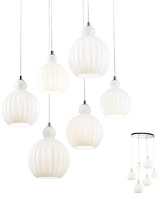 Redo 01-2068 závěsný lustr Plumen opal, 6L, E14, 63cm