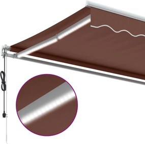 Automatická zatahovací markýza s LED hnědá 400 x 350 cm 3215390