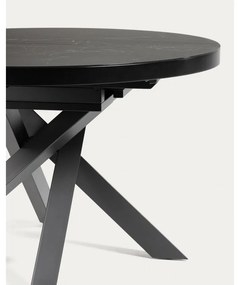 Černý kulatý rozkládací jídelní stůl s keramickou deskou ø 160 cm Vashti – Kave Home