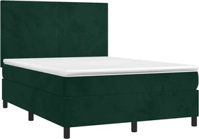 Box spring postel s matrací tmavě zelená 140x200 cm samet 3142908