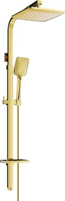 Mexen - Q62 sprchový set s horní hlavicí čtvercovou 20x20, zlatá, 798626295-50