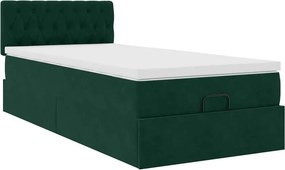 Osmanský rám postele s matrací tmavě zelené 100x200cm samet 3312677