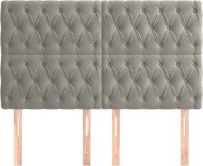 Čelo postele světle šedé 160x7x118/128 cm sametové 3116722