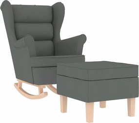 Houpací křeslo s podnožkou tmavě šedé textil 3307998