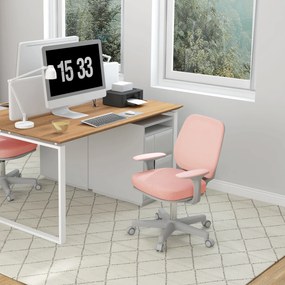 Ergonomická kancelářská židle Vinsetto z prodyšné tkaniny s 5 kolečky, nastavitelná výška, 55x48x82,5-94,5 cm, Růžová