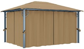 Altán se závěsy 400 x 300 cm taupe hliník 313894