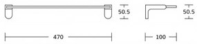 Skleněná polička MEXEN LEA 47 cm černobílá