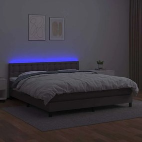 Box spring postel s matrací a LED šedá 180x200 cm umělá kůže 3134241