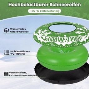 Costway Nafukovací zimní pneumatika s tažným lankem a rukojetí Snowtube – zelený