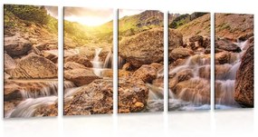 5-dílný obraz vysokohorské vodopády