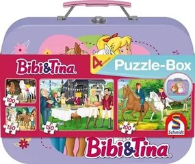 SCHMIDT Puzzle BibiTina 4v1 v plechovém kufříku / 2x 100 a 2x 150 dílk