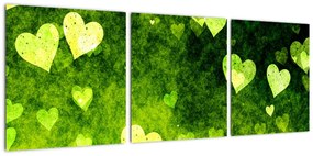 Zelená srdíčka - obraz do bytu