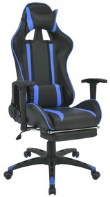 vidaXL Polohovací kancelářská herní židle s podnožkou modrá