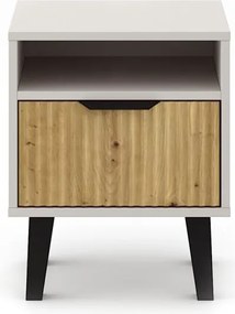Noční stolek Borg Duo 1S kašmír / dub artisan