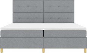 Postel s boxspringem s čelo Světle šedá 200 x 200 cm textil 3339644
