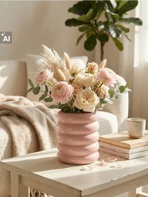 Sinsay - Dekorativní keramická váza s vrstvenou formou - pastelová růžová
