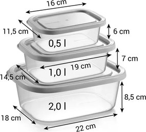 TESCOMA Dózy do mrazničky 4FOOD, 3 ks, 0,5 - 1,0 - 2,0 l