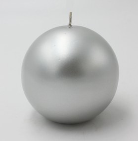Svíčka koule metalická stříbrná 10cm