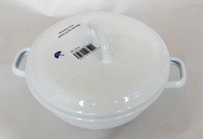 Bílá smaltovaná mísa s pokličkou White blue - Ø 16*8cm
