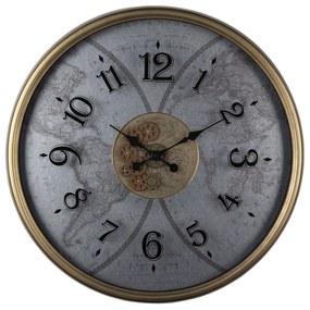 Nástěnné hodiny Michele s mapou světa - Ø 80*10 cm / 1*AA