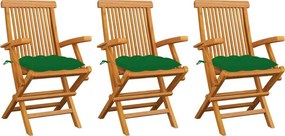 vidaXL Zahradní židle s mi poduškami 3 ks masivní teak [3062530] Barva: taupe