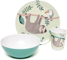 PETIT MONKEY Dětský melaminový talíř Sloth, zelená barva, melamin