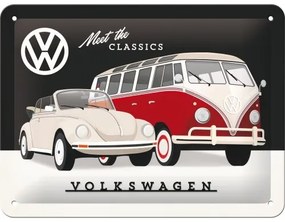 Plechová cedule Volkswagen VW - Mett the Classics, (20 x 15 cm)