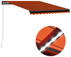 vidaXL Ručně zatahovací markýza s LED světlem 350x250 cm oranžovohnědá