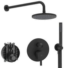 Ideal Standard CeraLine - Sprchový set s baterií pod omítku, s tělesem, průměr 20 cm, matná černá BD192XG