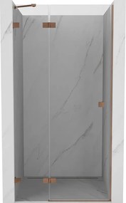 Mexen Lunar, levé výklopné sprchové dveře 80 cm, 8mm čiré sklo, měděný matný profil, 834-080-000-65-00-L