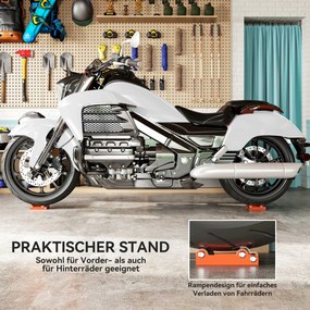 HOMCOM Stojan na čištění motocyklových kol - pomůcka pro otáčení kol vzadu, pomoc při čištění pneumatik a péče o řetěz pro čištění pneumatik a mazání…