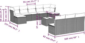 11dílný zahradní sedací souprava s poduškami béžový polyratan 3250138