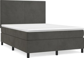 Box spring postel s matrací tmavě šedá 140x200 cm samet 3142906