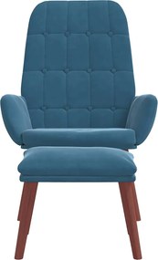 Relaxační křeslo s podnožkou modré samet 3315148