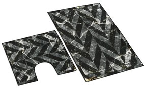 Bellatex Sada koupelnových předložek Mramor černá 3D, 60 x 100 cm, 60 x 50 cm