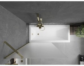 Mexen Next, vanová zástěna 1-křídlová 90 x 150 cm, fixní křídlo, 6 mm námraza sklo, zlatý profil, 895-090-000-00-30-50