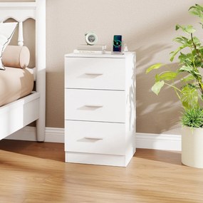 Costway Noční stolek s nabíjecí stanicí moderní s 3 úložnými zásuvkami