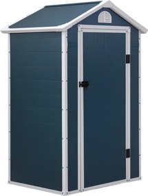 Outsunny Plastová Kůlna 1,9m² 134x104x204cm Skladovací Kůlna s Vstupními Dveřmi a Šikmou Střechou - Voděodolná Zahradní Kůlna pro Venkovní Oblast - Tm