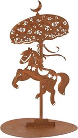 Rustikální rezavá dekorace koník Horse Rust - Ø 14*22 cm