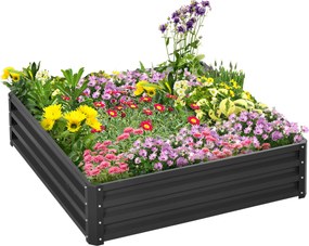 Vyvýšený záhon Outsunny, květinový box, zeleninový záhon, box na rostliny, bylinkový záhon do zahrady, na terasu, balkon, ocel, šedý, 120 x 30 cm