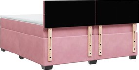 Box spring postel s matrací růžová 200x200 cm samet 3288707