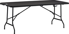 Skládací zahradní stůl Outsunny pro 6 osob, bufetový stůl se železnou konstrukcí, stůl v dřevěném vzhledu, HDPE, 180 x 75,5 x 73 cm, tmavě šedý | Aoso
