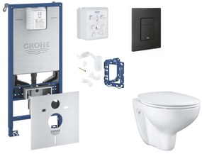 Grohe Rapid SLX - Set předstěnové instalace, klozetu, sedátka SoftClose, tlačítka Even a sady pro vhazování tablet, phantom black SANI11BB5125