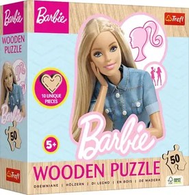 Trefl - Puzzle - Dřevěné obrysové puzzle Barbie / 50 dílků / 22.4 x 28
