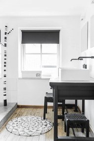 HK living Bavlněná koupelnová předložka/kobereček Round Black, černá barva, textil