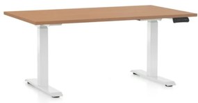 Výškově nastavitelný stůl OfficeTech D, 120 x 80 cm, bílá podnož, buk