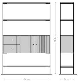 Knihovna Nerida 120x180 cm mango bílá černý kov