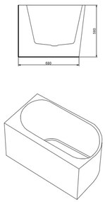 BPS-koupelny Volně stojící rohová akrylátová vana HYD-MER509C pravá 160x75 bílá, odtokový komplet bílý lesklý
