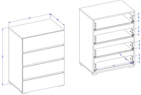 Helvetia Šuplíková komoda Cross - bílá / černá